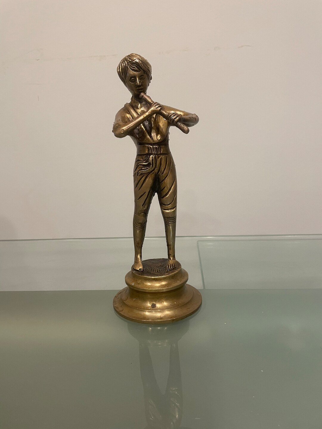 Vintage Boy With Flute Bronze Statue - Etsy