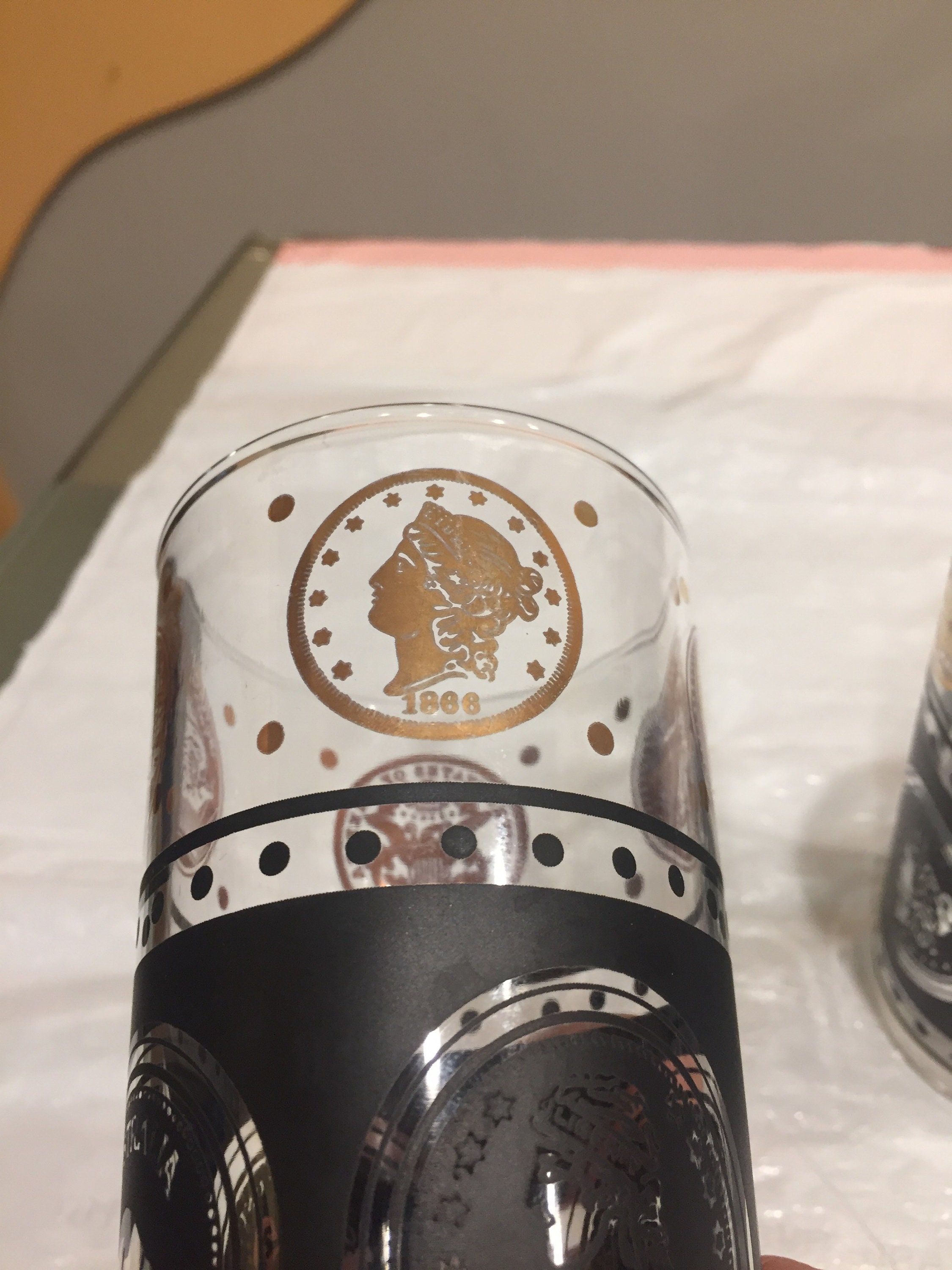 Glass Cup With Painted Coin 8 Fl.oz - Etsy