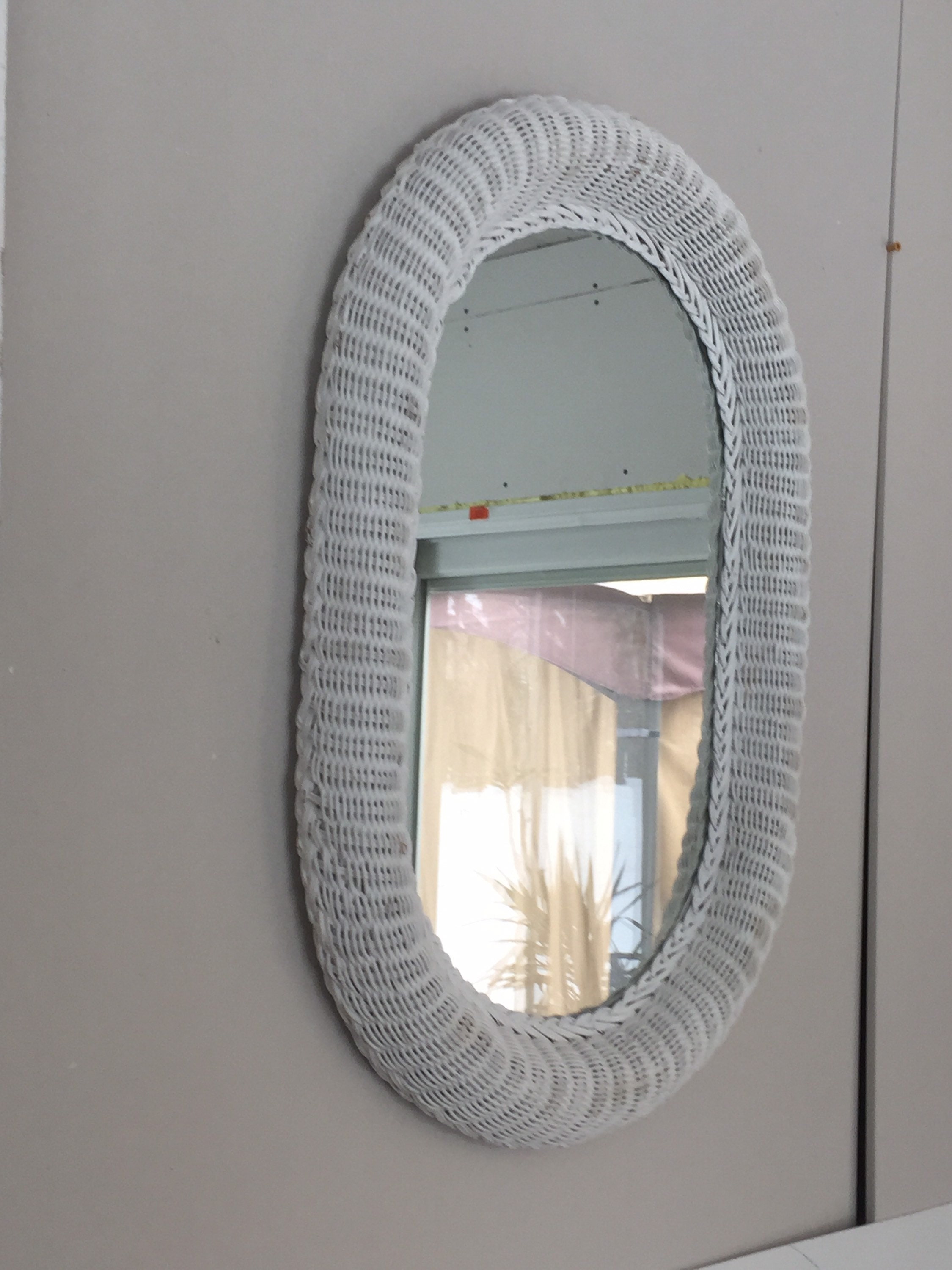 Rattan Mirror, Vintage White Wicker Rattan Frame Oval. 60s - Etsy Singapore