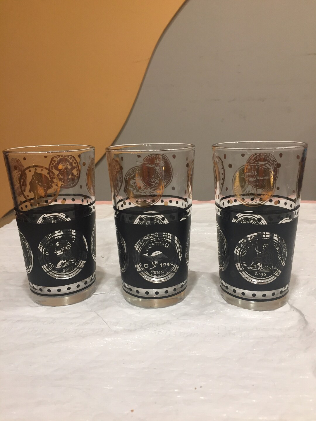 Glass Cup With Painted Coin , 8 Fl.oz - Etsy