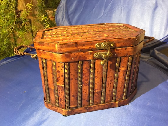 Vintage wooden storage box collection organizer storage with | Etsy