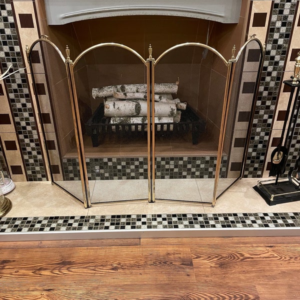 Brass Fireplace Screen With Handle - Etsy