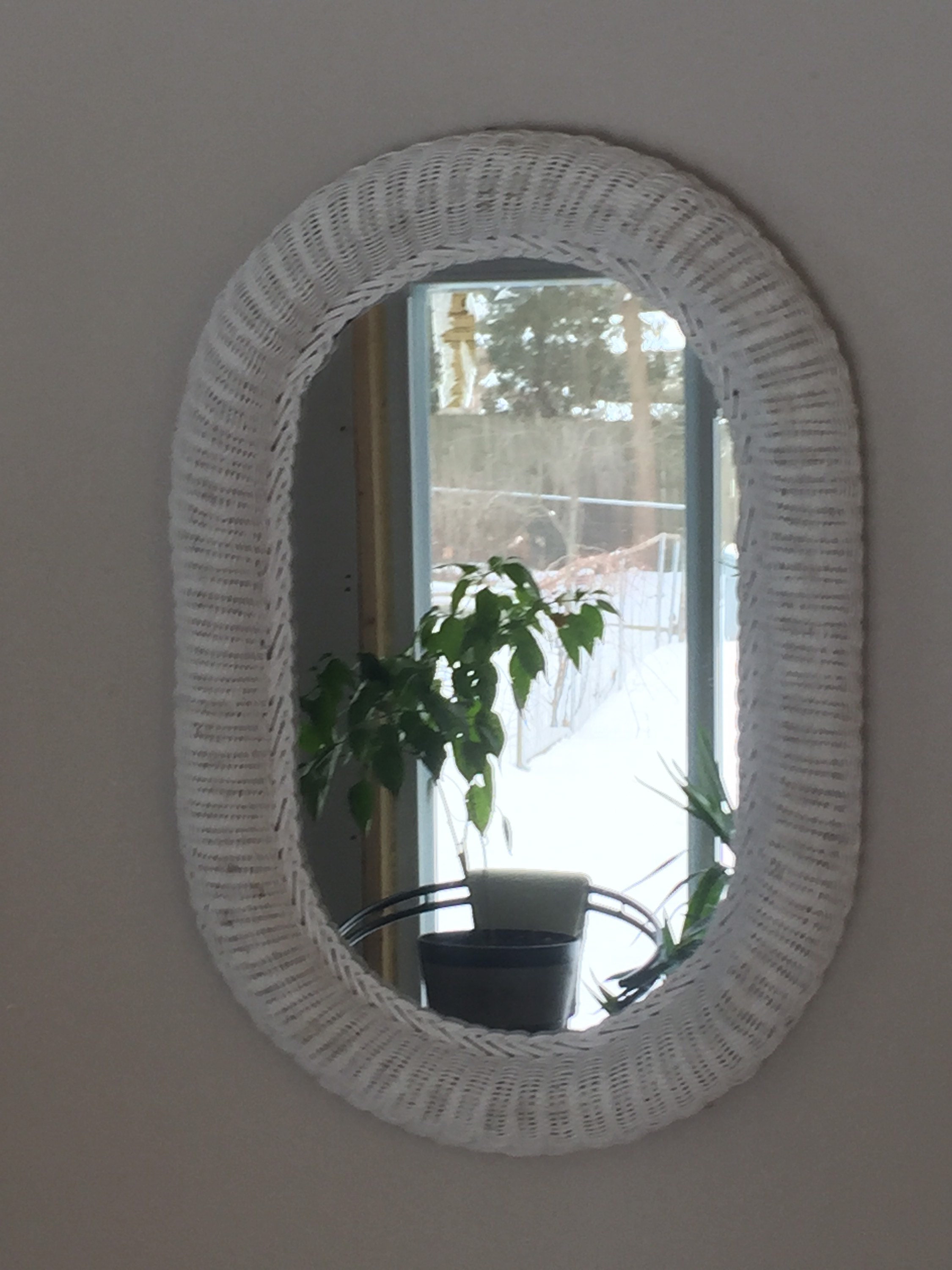 Rattan Mirror, Vintage White Wicker Rattan Frame Oval. 60s - Etsy Singapore