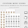 Single Colored Mini Icons Stickers Sheet Vol.3 Cute Icon Sticker in ...