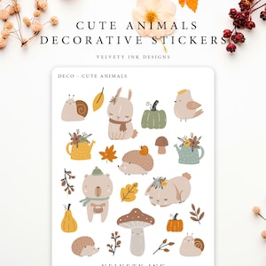 Cute Animals Fall Inspired Sticker Sheet, Autumn Deco Stickers Cute ...