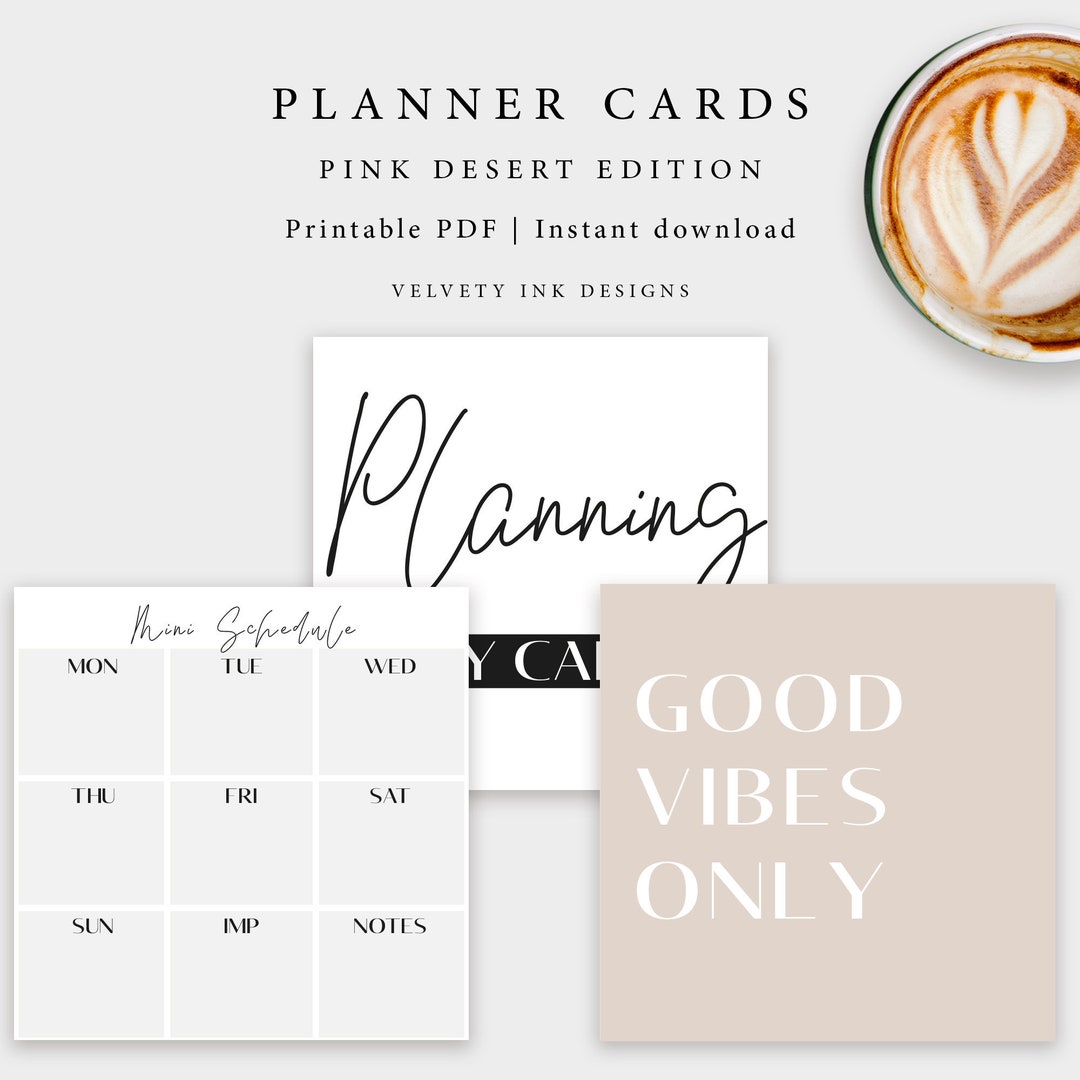 Printable Planner Cards, Digital Planner Cards, Memo Cards, Printable ...