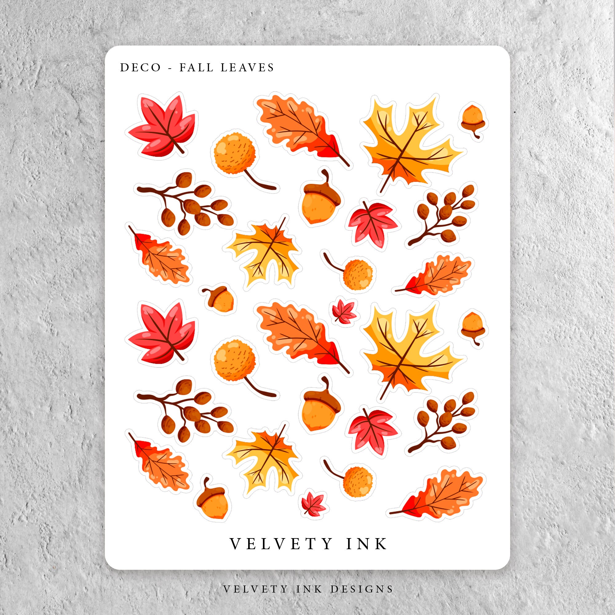 Fall Leaves Sticker Sheet, Autumn Deco Stickers Cute Designs Cozy ...