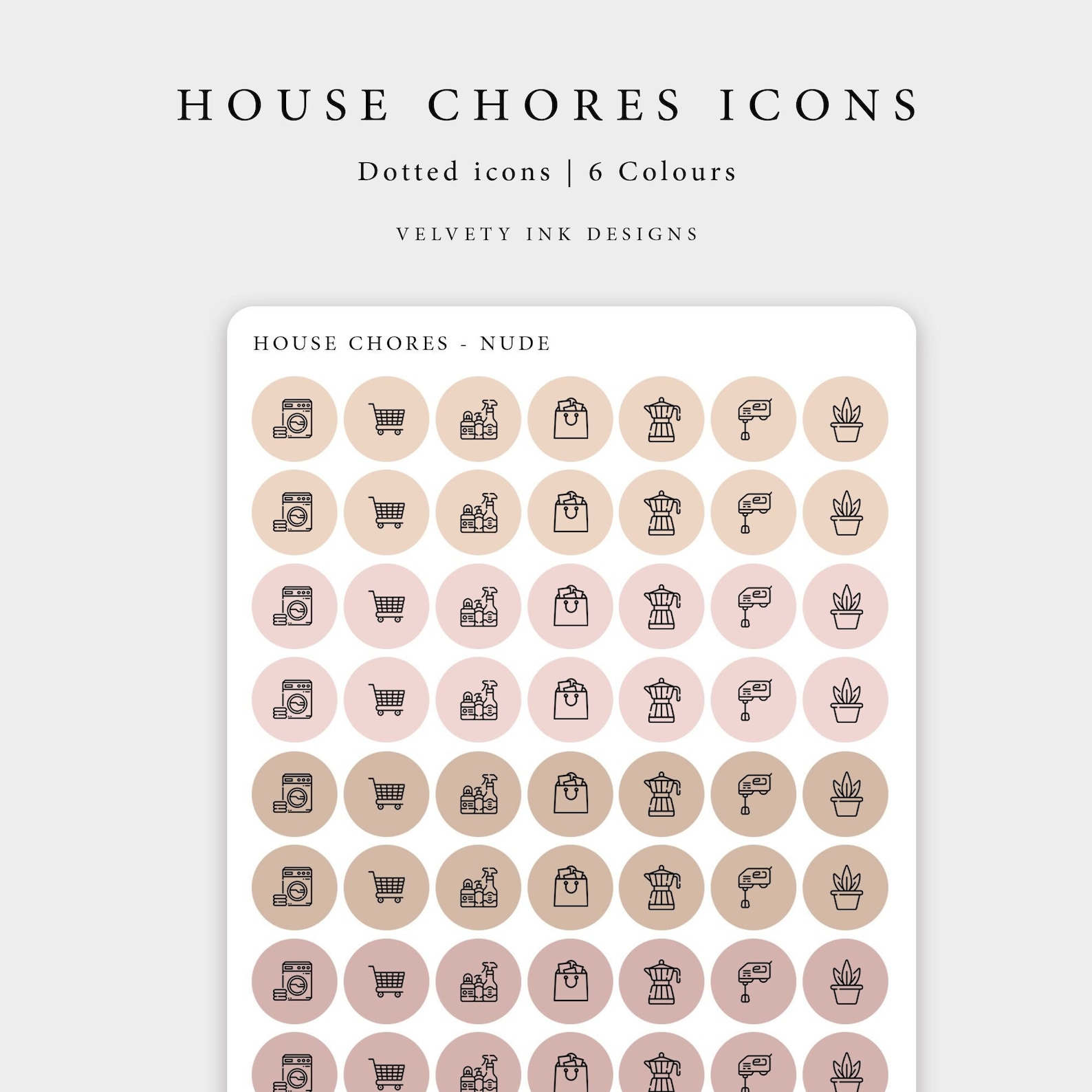 House Chores Icons Stickers Clear Matte Style. Journal Household Icon ...