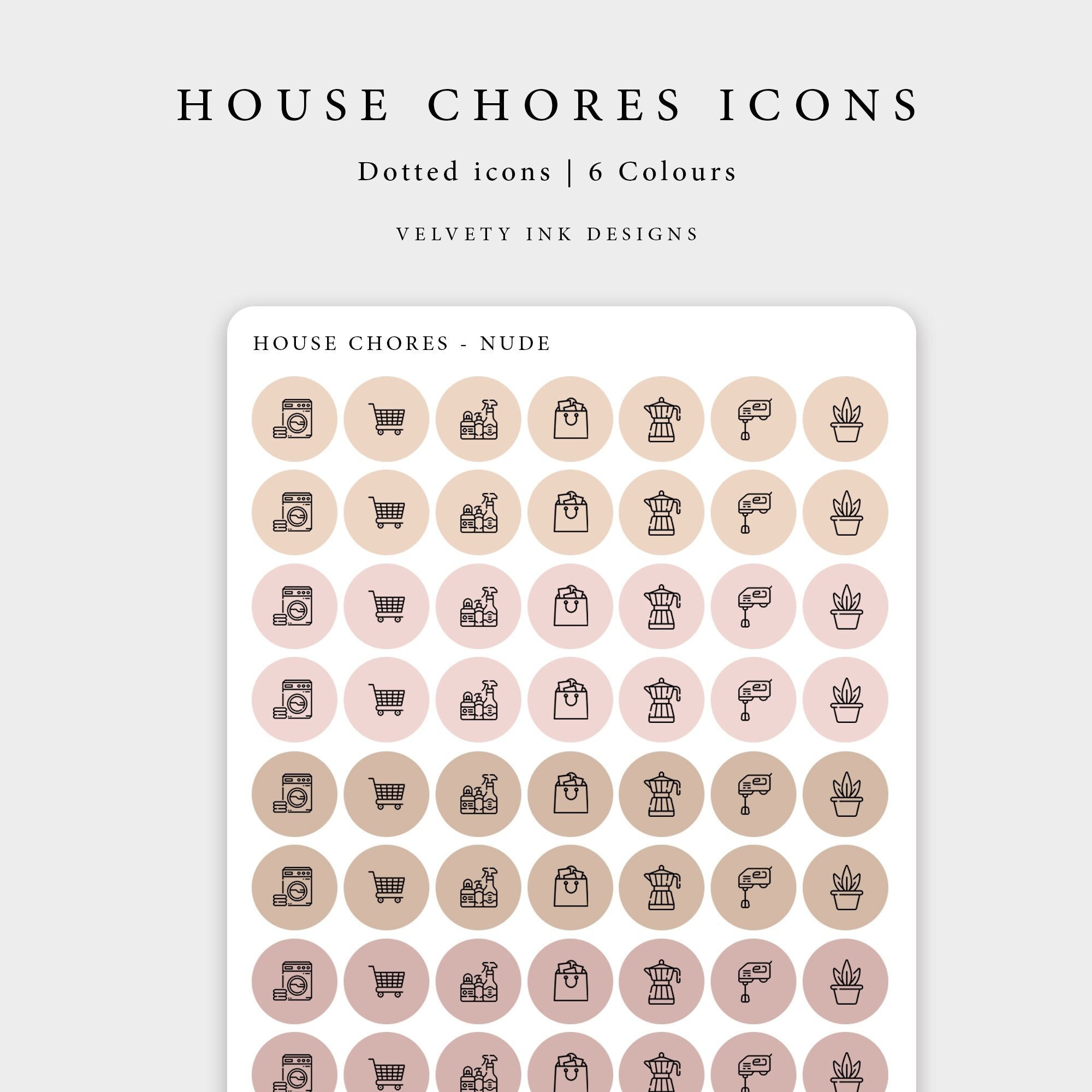 House Chores Icons Stickers Clear Matte Style. Journal Household Icon ...