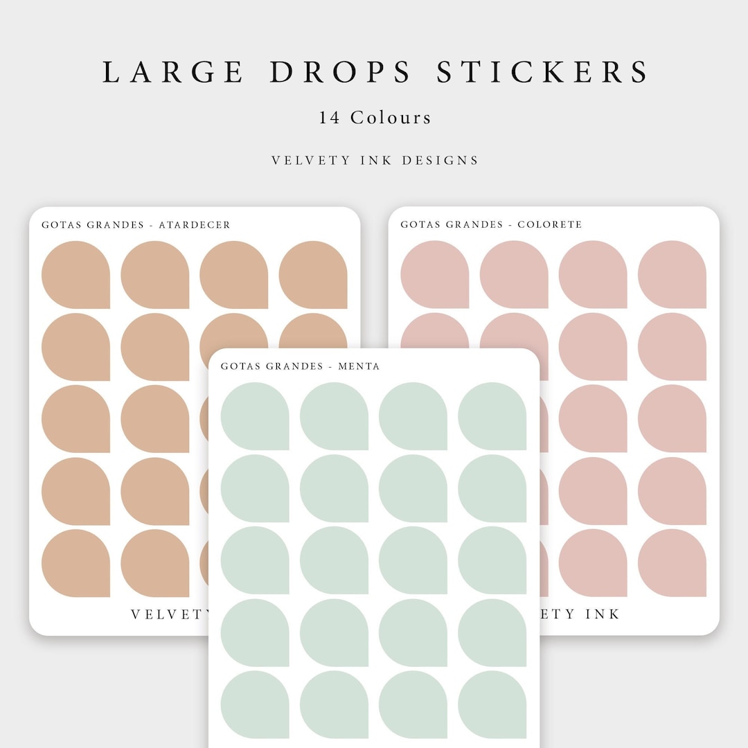 Large Drops Sticker Sheet | Planner Stickers | Journal Stickers ...