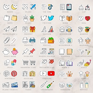 Pack of 10 Mini Icon Sheets. Planner Icon Stickers Journal Decoration ...