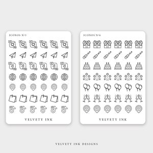 Mini Icons Stickers Sheet | Transparent Stickers | Planner Stickers ...