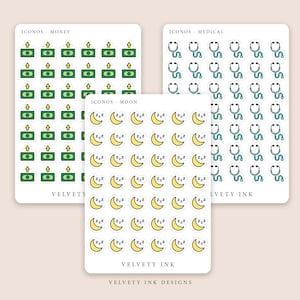 Single Colored Mini Icons Stickers Sheet Vol.3 Cute Icon Sticker in ...