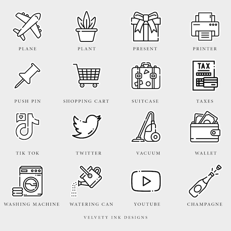 Single Mini Icons Stickers Vol.4 | Transparent Cute Mini Icon Stickers ...