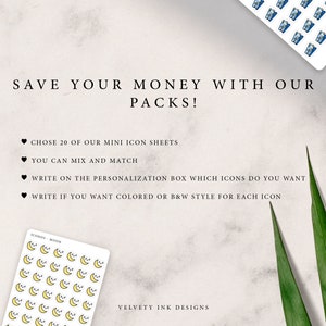 Pack of 20 Mini Icon Sheets. Planner Icon Stickers Journal Decoration ...