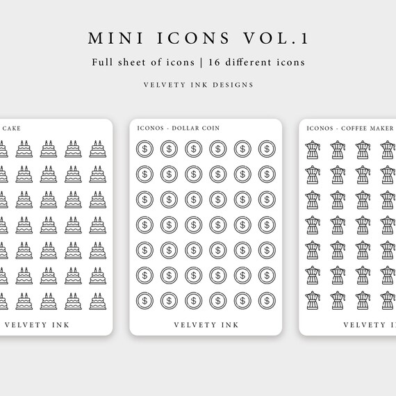 Single Mini Icons Stickers Vol.1 Transparent Stickers | Etsy