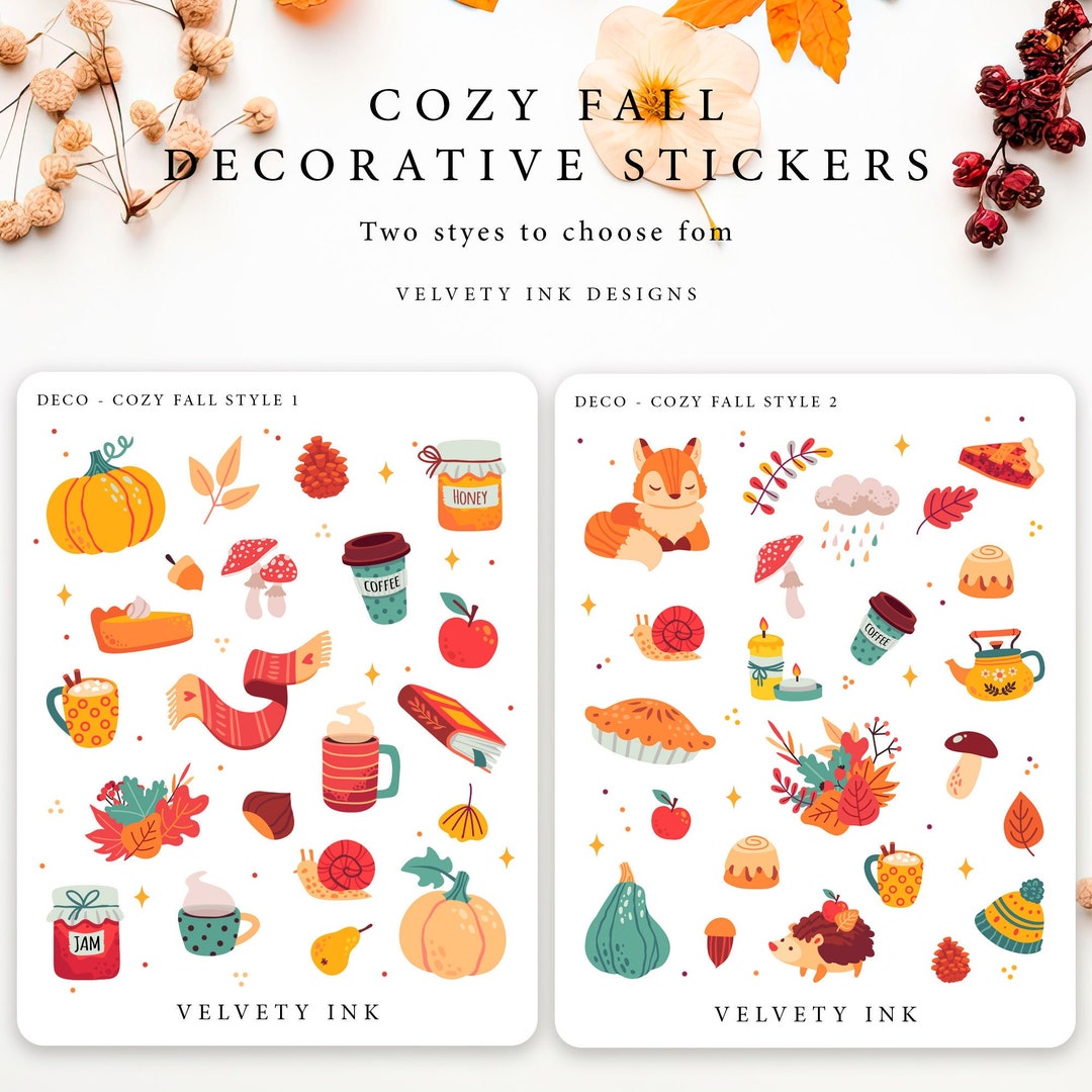 Cute Decorative Cozy Fall Sticker Sheet, Autumn Deco Stickers Cute ...