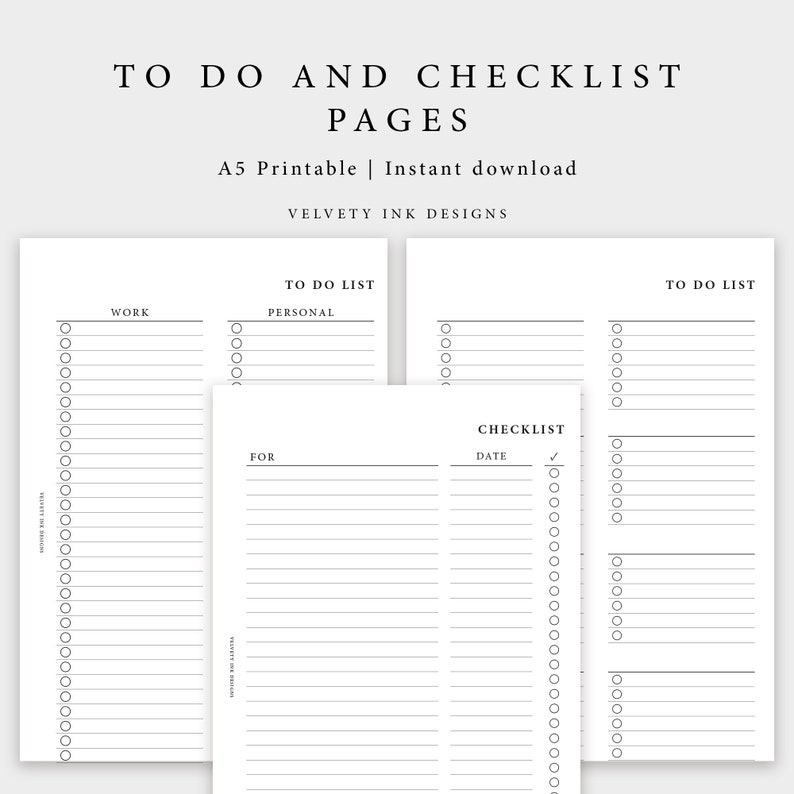 To Do Planner Checklist Checklist Planner A5 Printable - Etsy