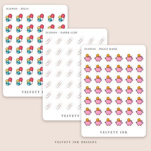 Single Colored Mini Icons Stickers Sheet Vol.3 Cute Icon Sticker in ...