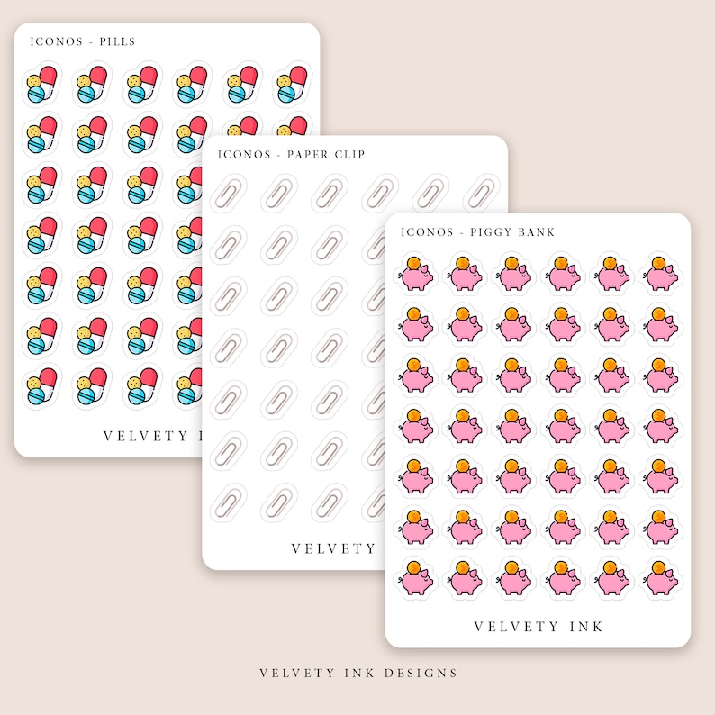 Single Colored Mini Icons Stickers Sheet Vol.3 Cute Icon Sticker in ...