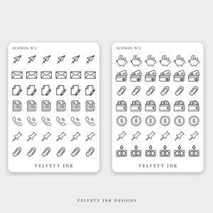 Mini Icons Stickers Sheet | Transparent Stickers | Planner Stickers ...