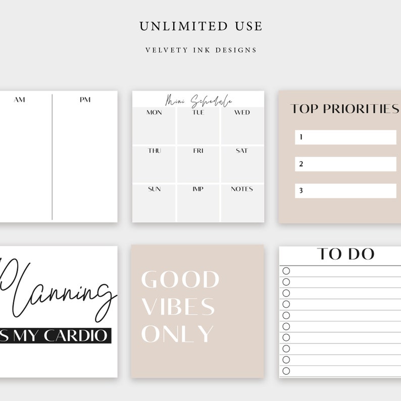 Printable Planner Cards Digital Planner Cards Memo Cards | Etsy