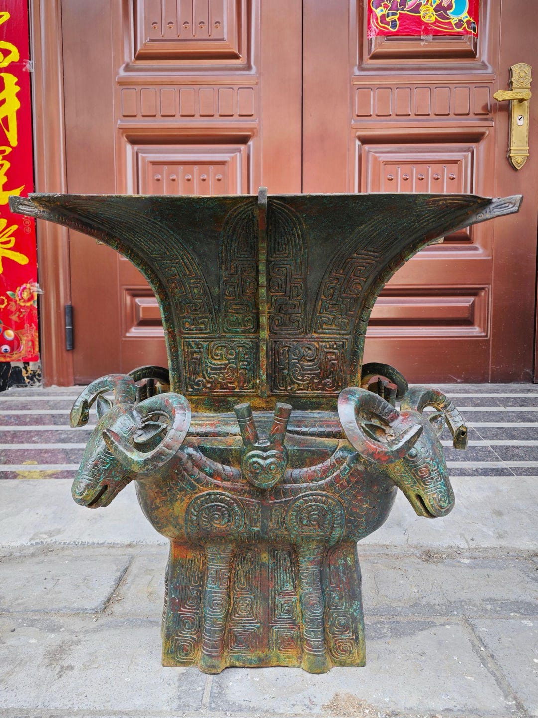 Chinese Antique Pure Handmade Large Exquisite Rare Bronze Four Sheep ...