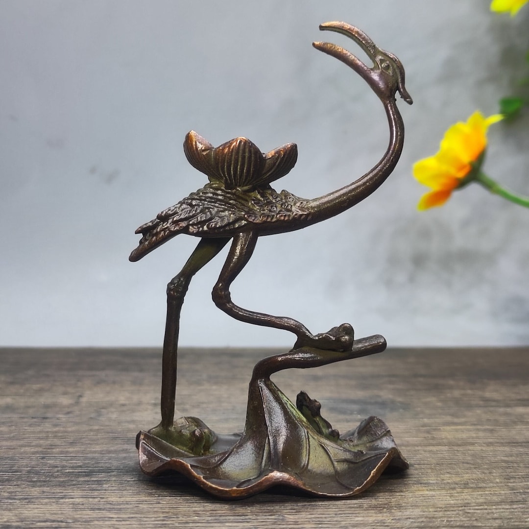Exquisite and Rare Pure Copper Crane Backflow Incense Ornament Made by ...