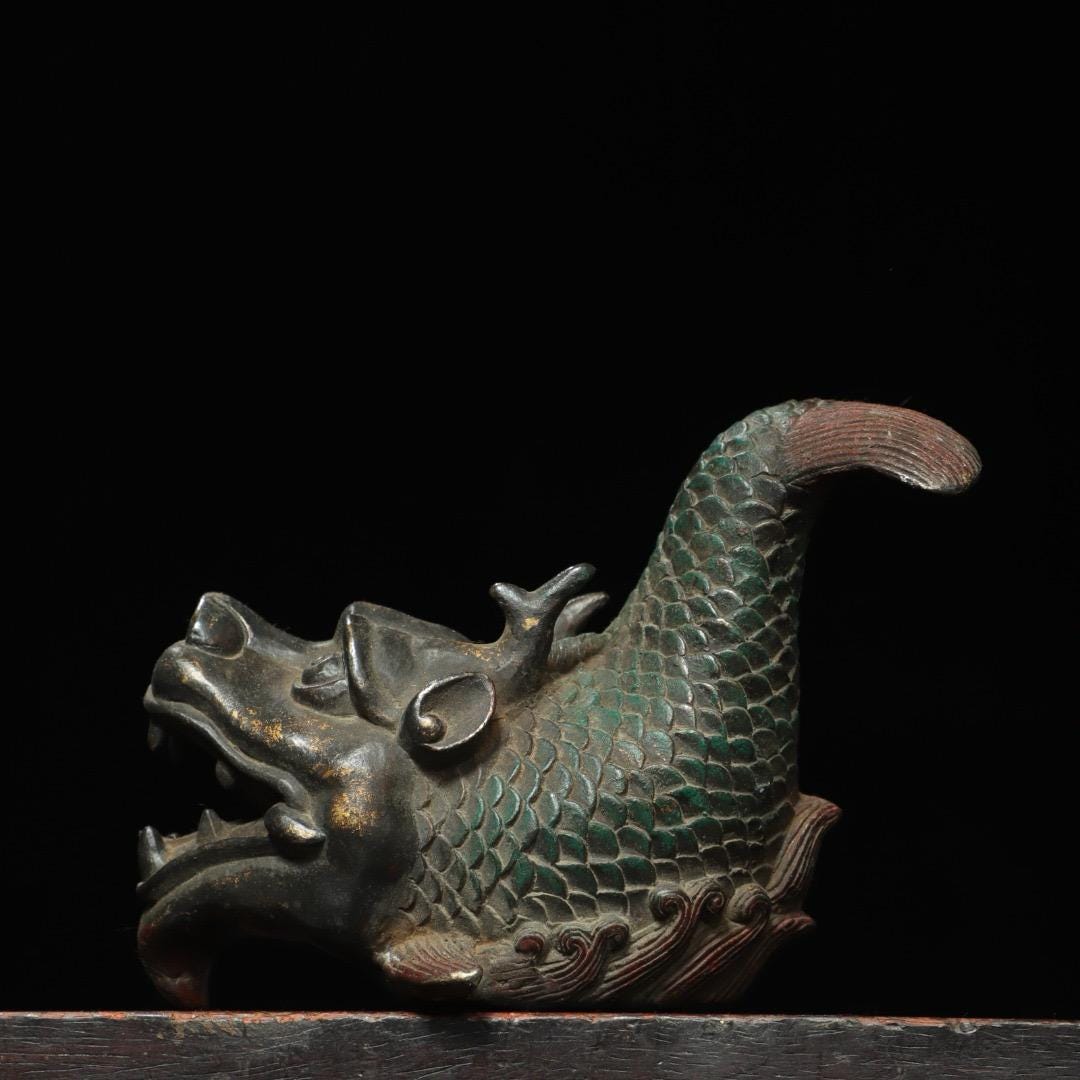 Chinese Antique Handmade Exquisite Rare Pure Copper Rubbing Gold Dragon ...