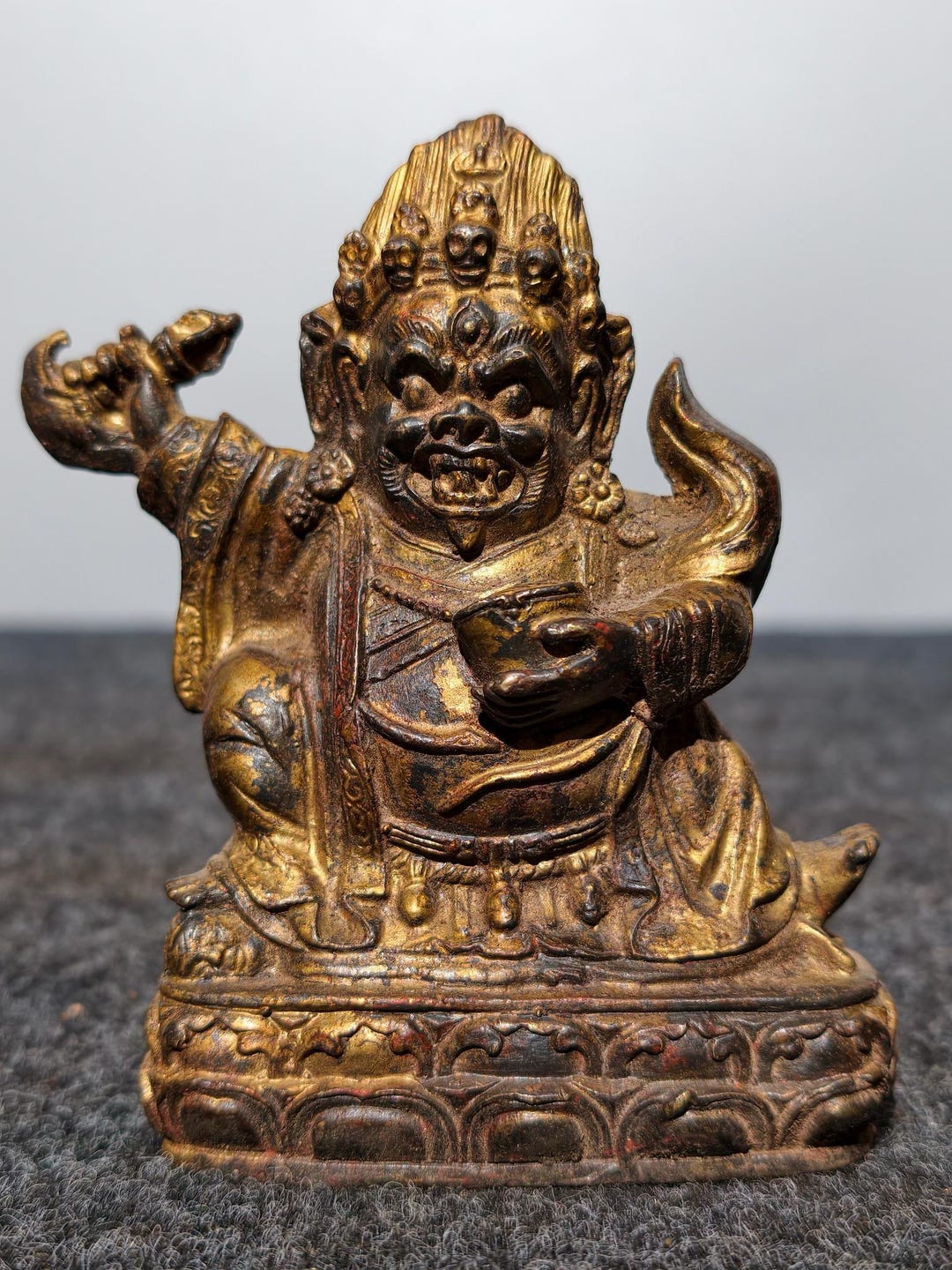 Exquisite and Rare Handmade Antique Chinese Bronze Cinnabar Statue of ...