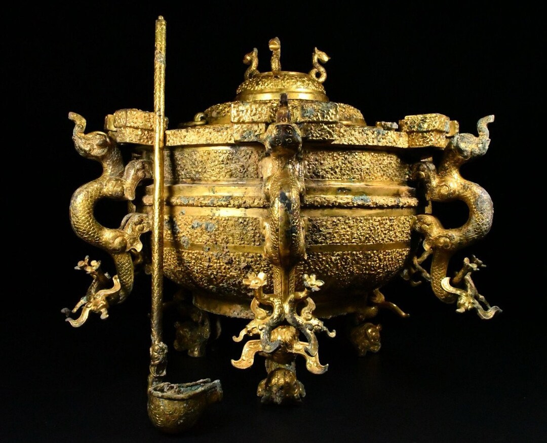 Chinese Antique Collection Hand-made Large Exquisite Rare Gilt Bronze ...
