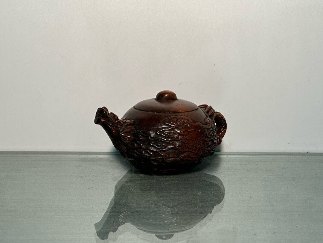 Exquisite and Rare Auspicious Dragon Handle Pot Ornament Hand-carved ...