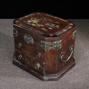 Chinese Antique Pure Hand-carved Exquisite Rare Rosewood Inlaid Shell ...