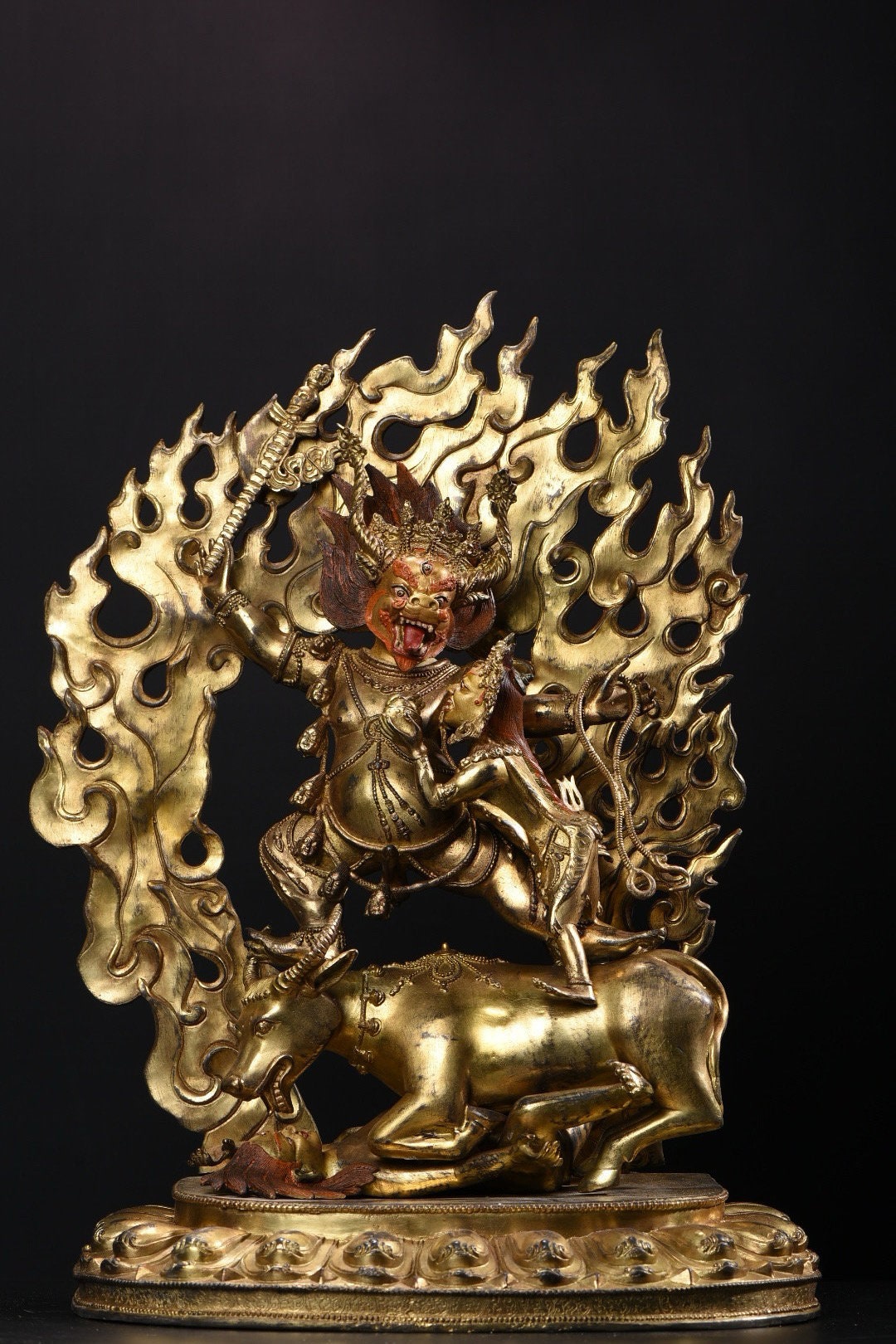 Chinese Antique Hand-made Large Exquisite and Rare Gilt Copper Twin ...