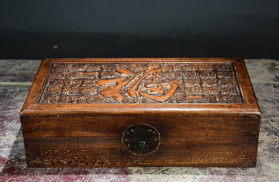 Chinese Antique Pure Hand-carved Exquisite Rare Rosewood Baifu Jewelry ...