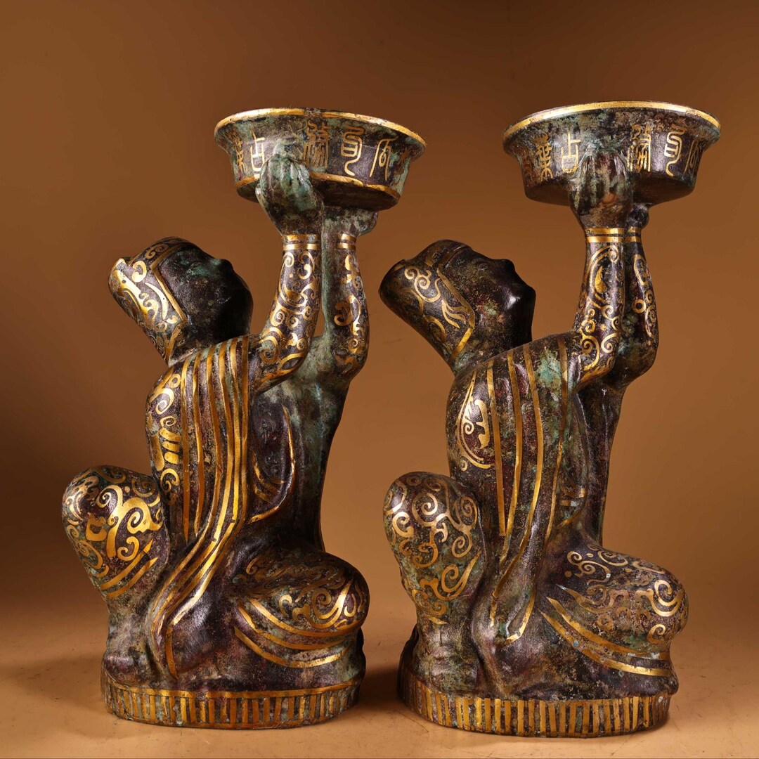 A Pair of Exquisite and Rare Chinese Antique Handcrafted Bronze ...
