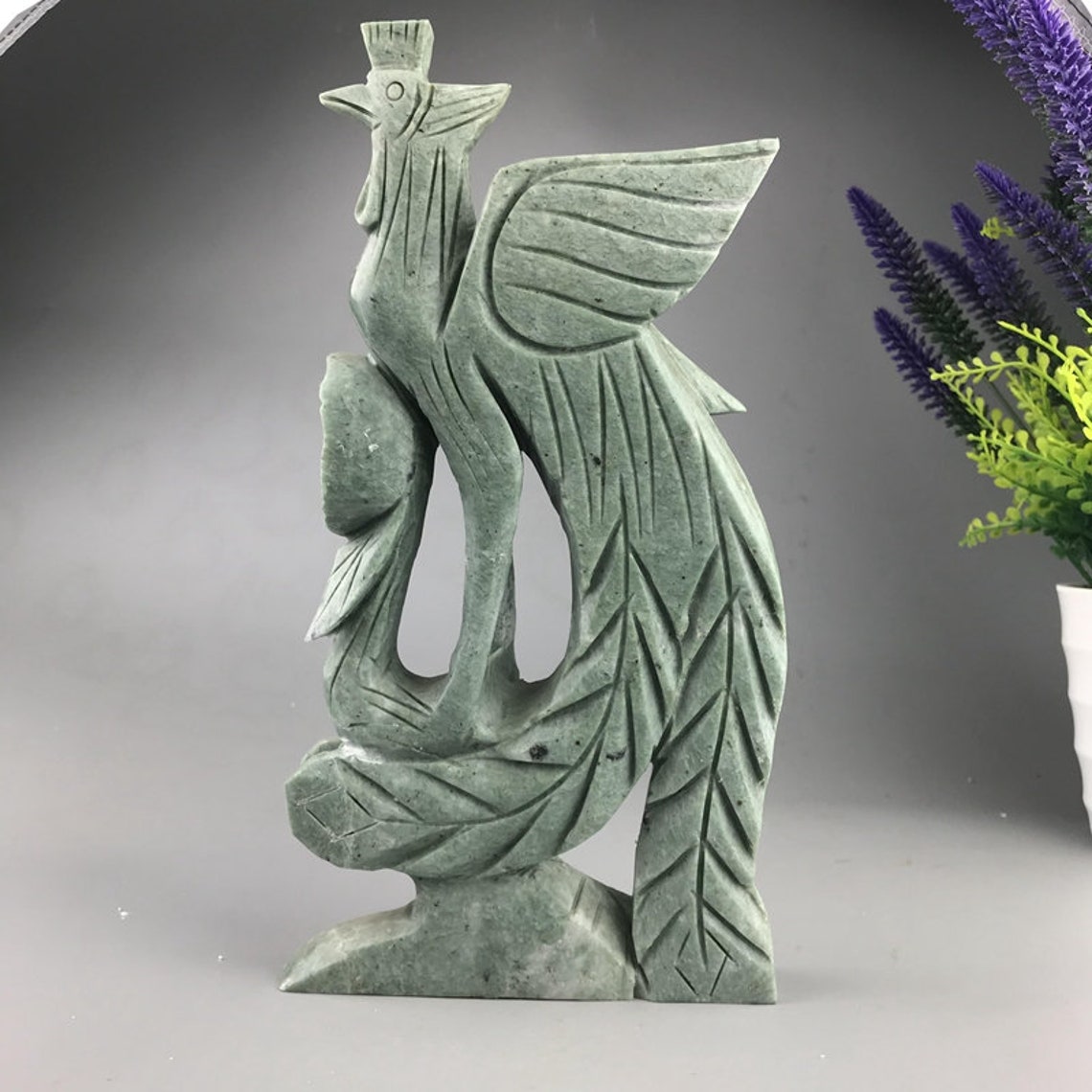Chinese natural jade carving Phoenix statue carved by hand | Etsy