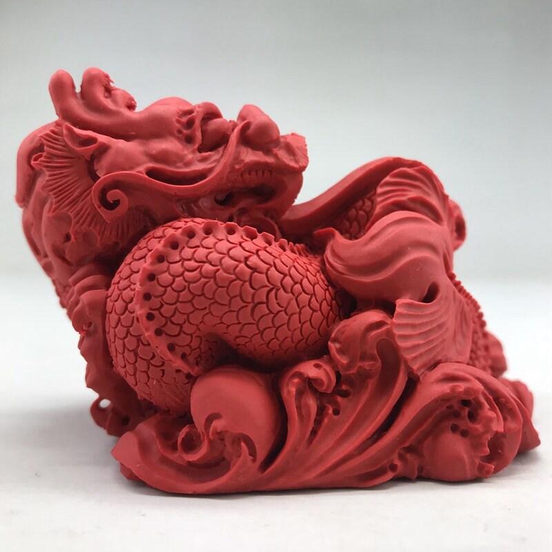 Chinese Natural Cinnabar Statue Hand-carved Image of Dragon - Etsy