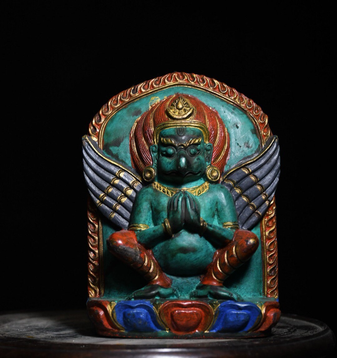 Chinese Antique Hand-painted and Exquisite Dapeng Bird Amulet Buddha ...