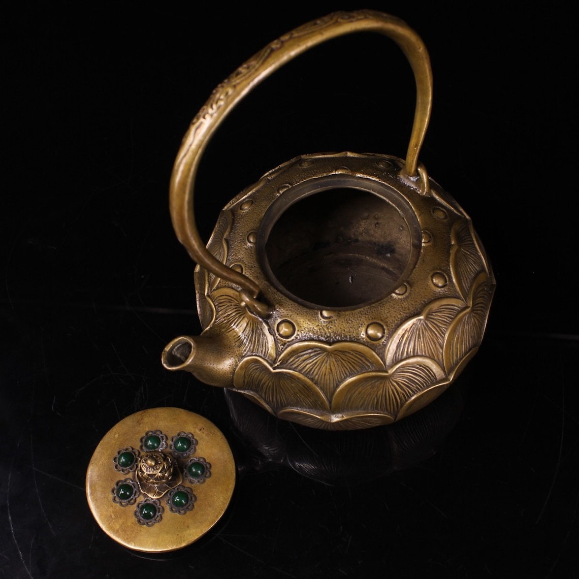 Antique Chinese Teapot Hand-made Inlaid Gemstone Hip Flask - Etsy