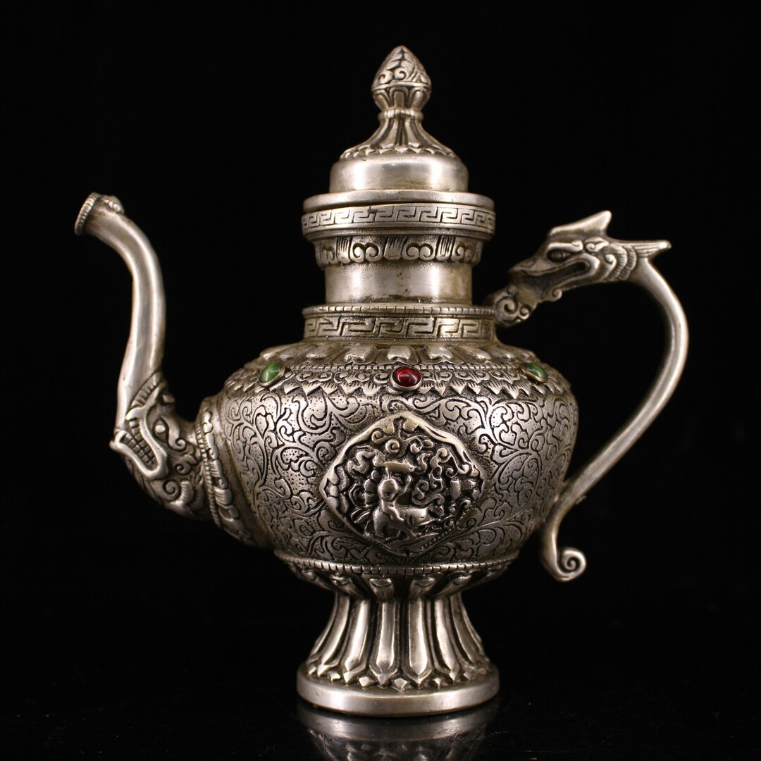 China's Ancient Tibet Silver Wine Pot is Carved by Hand - Etsy