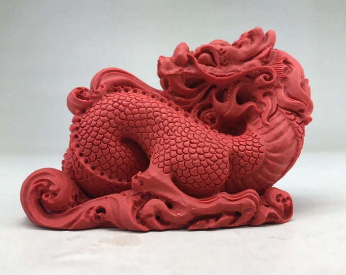 Chinese Natural Cinnabar Statue Hand-carved Image of Dragon - Etsy