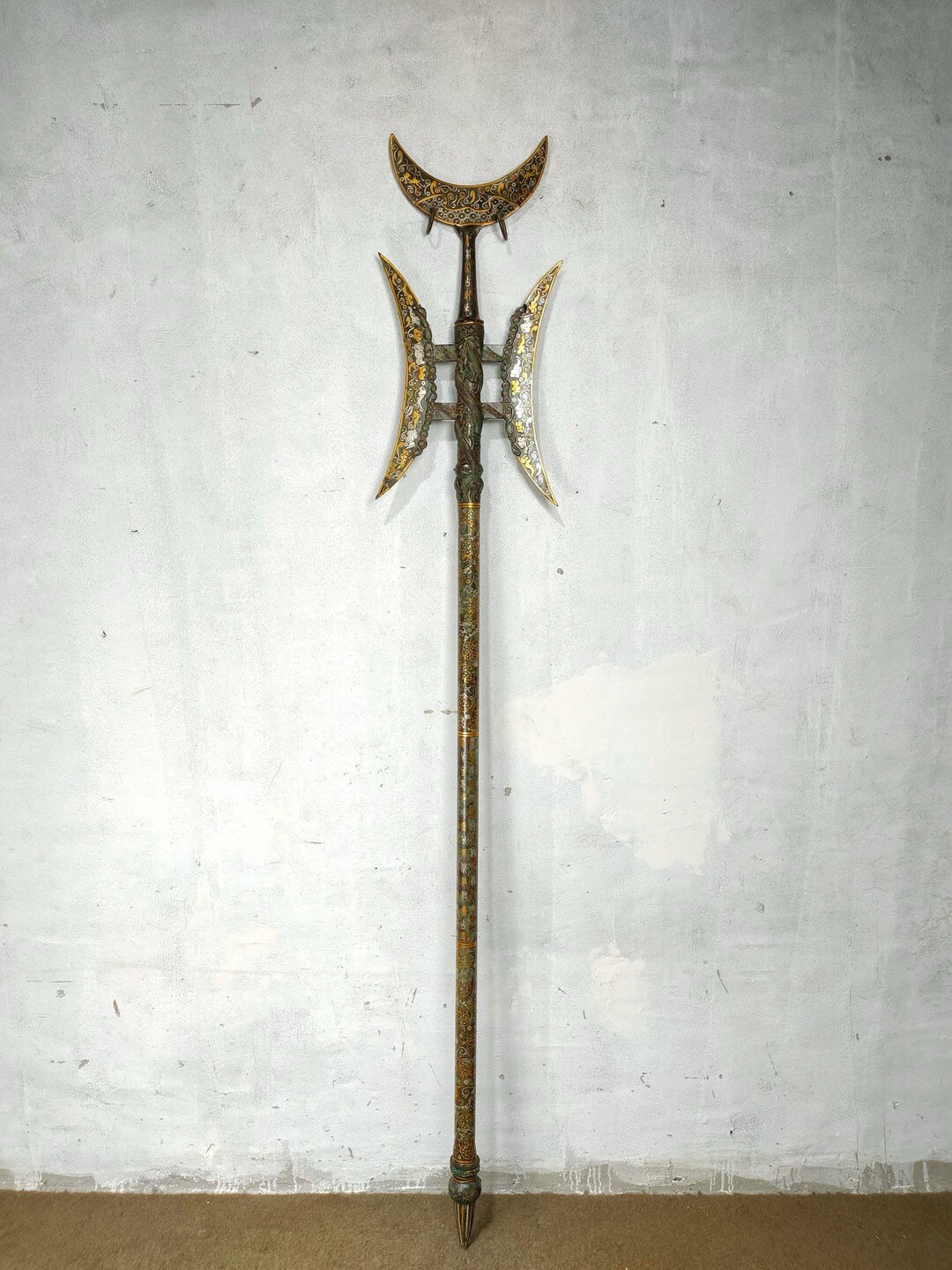 Chinese Antique Pure Hand-made Huge Exquisite Rare Bronze Inlaid Gold ...