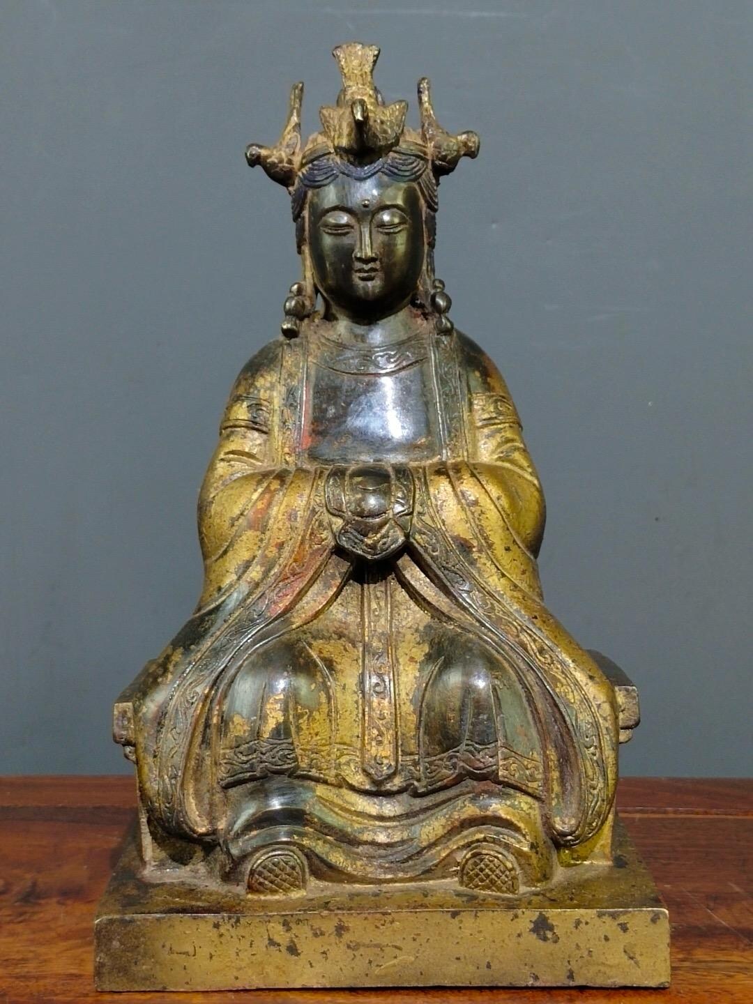 A Rare and Exquisite Pure Copper Cinnabar-sprinkled Mazu Buddha Statue ...