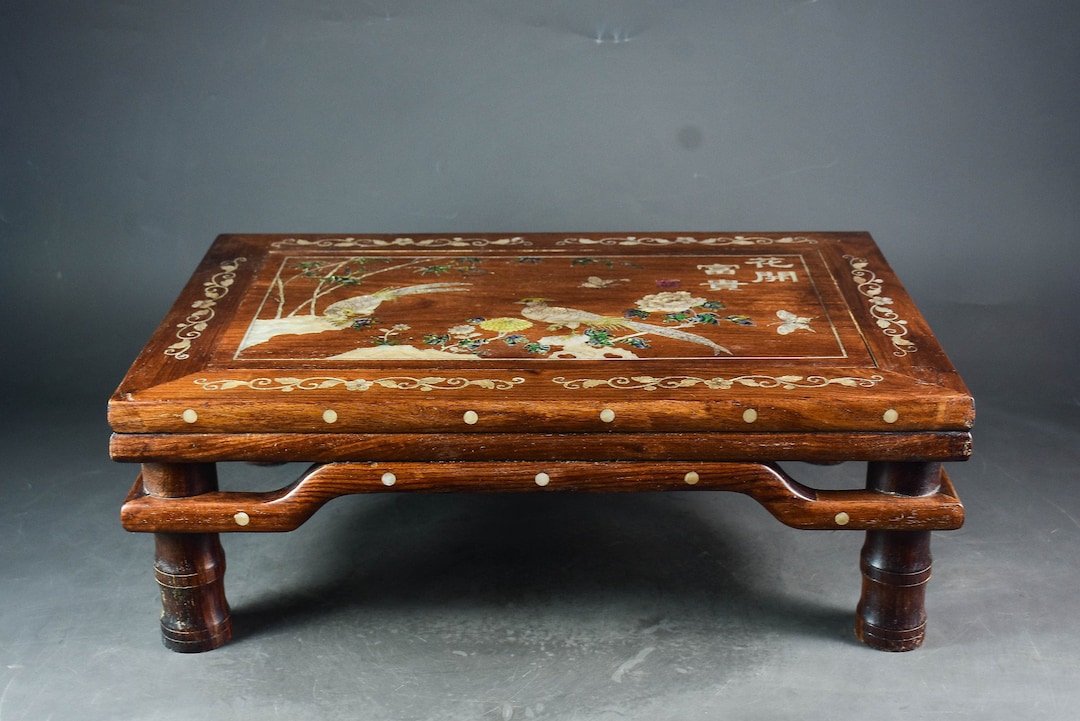 Chinese Antique Pure Hand-carved Large Exquisite Rare Rosewood Inlaid ...