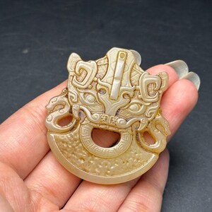 Exquisite Hand-carved Chinese White Jade Pendant With Tao Gui Pattern ...