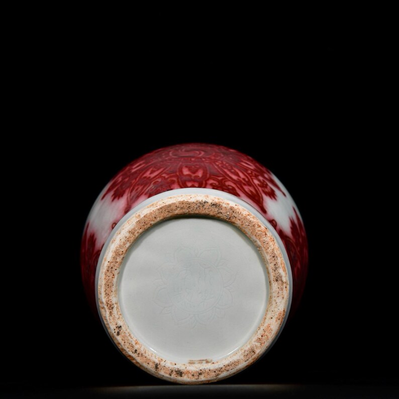 Exquisite and Rare Chinese Antique Plum Vase With Underglaze Red Lotus ...