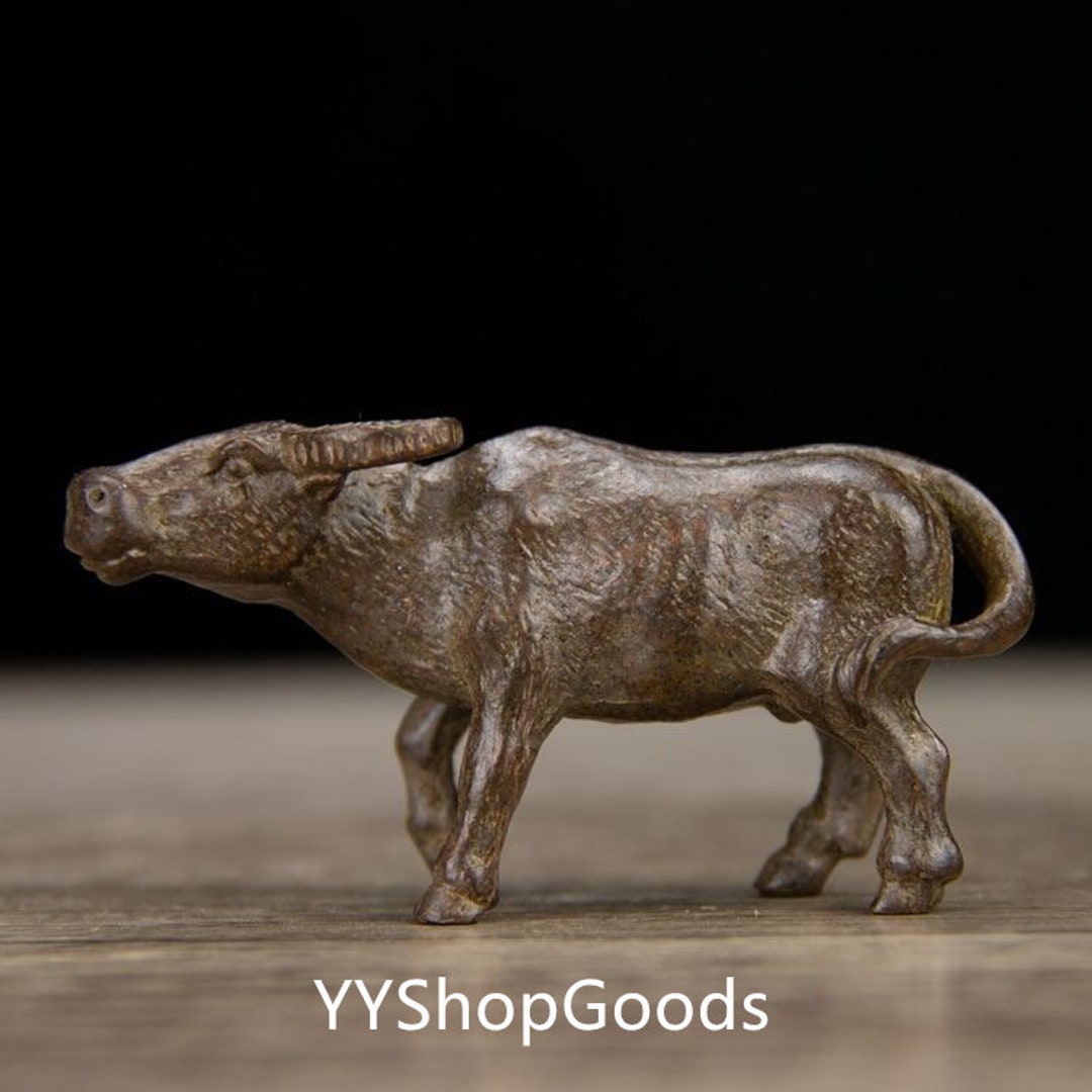 Chinese Antique Handmade Exquisite Rare Pure Copper Zodiac Bull Bull ...