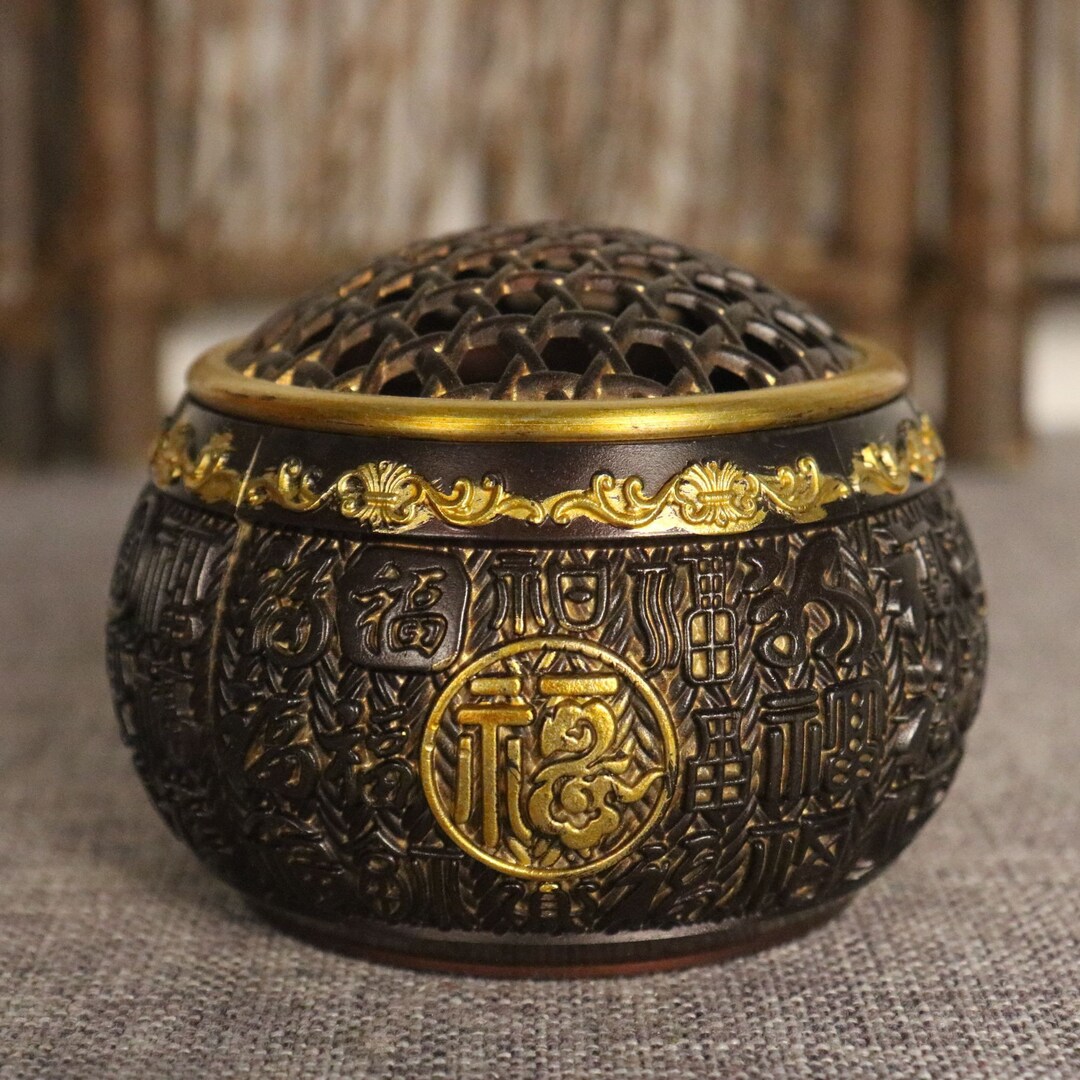 Exquisite and Rare Pure Copper Gilt Baifu Net Cover Incense Furnace ...