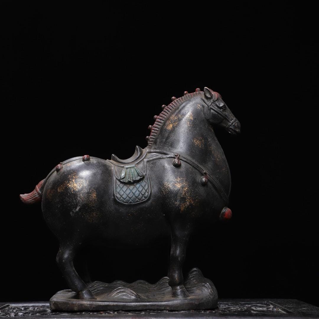 Chinese Antique Handcrafted Exquisite Rare Pure Copper Tang Horse ...